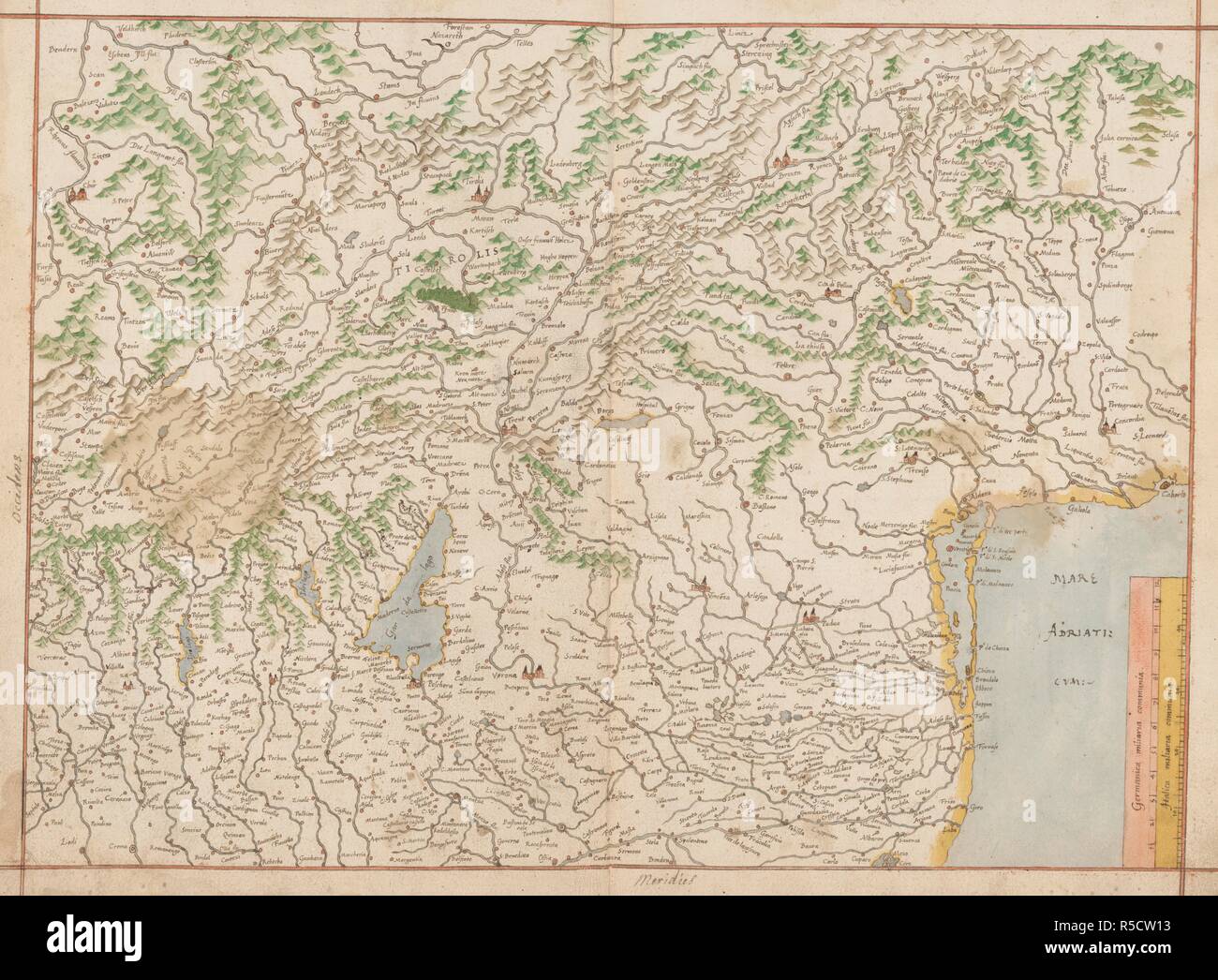 Tyrol [Tirolis]. The Mercator Atlas of Europe. 1570-1572. Hand-drawn ...