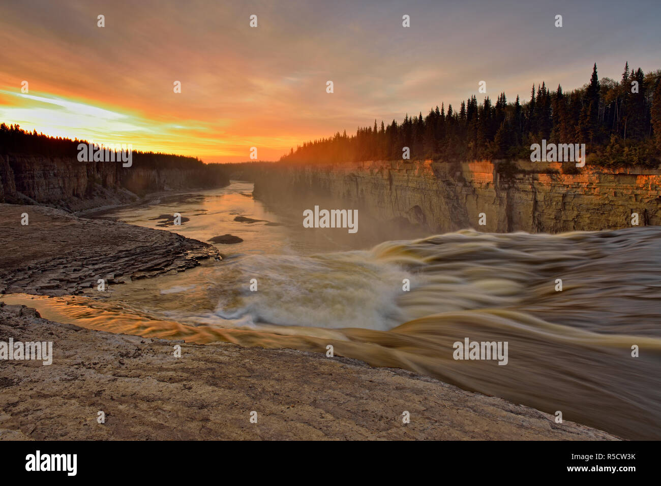 Hay River Gorge below Alexandra Falls at dawn, Twin Falls Territorial ...