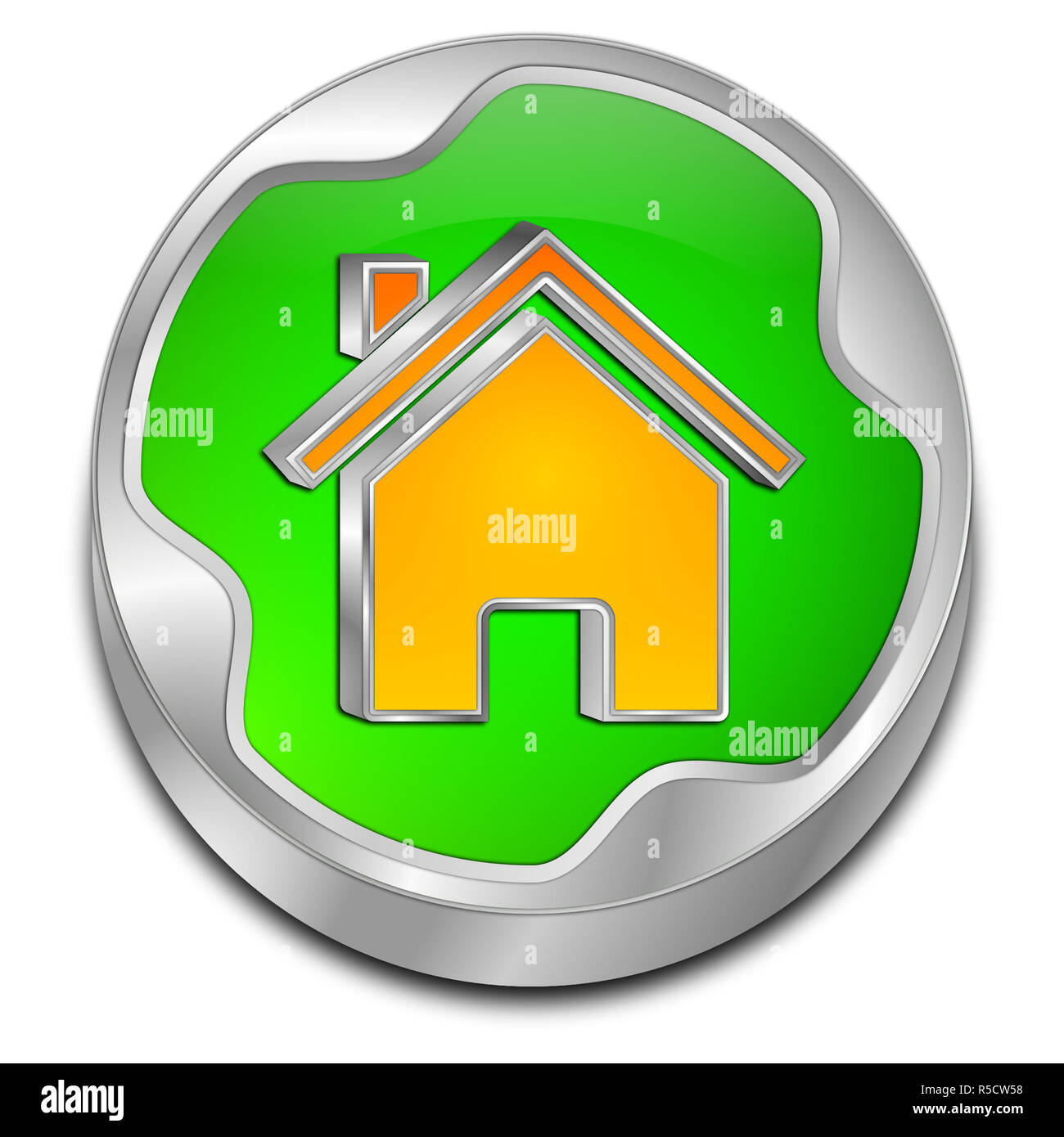green orange Home Button - 3D illustration Stock Photo - Alamy
