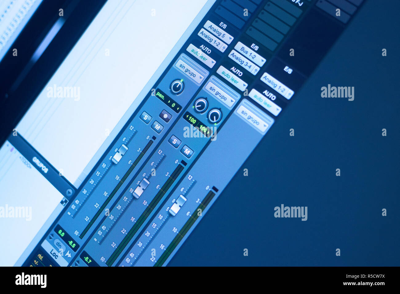 Recording studio audio computer editing mixing program sound controls ...