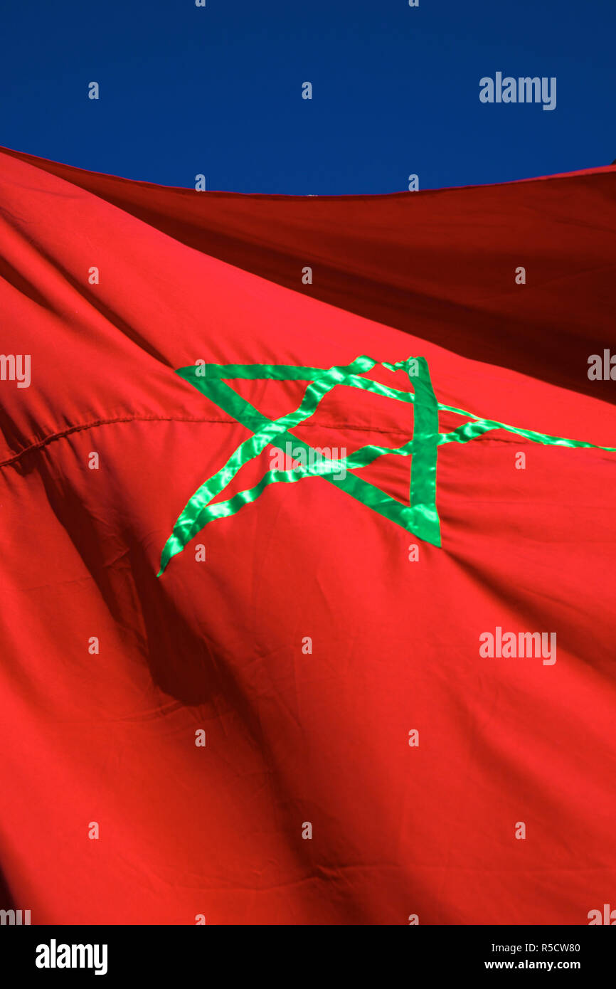 Moroccan Flag, Marrakech, Morocco, North Africa Stock Photo - Alamy