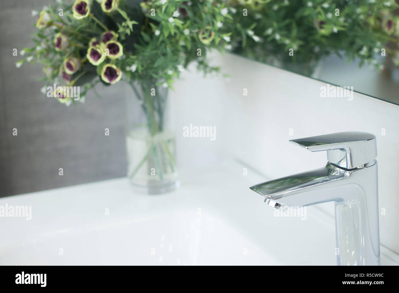 Bathroom showroom display of new sink chrome tap design option for home ...