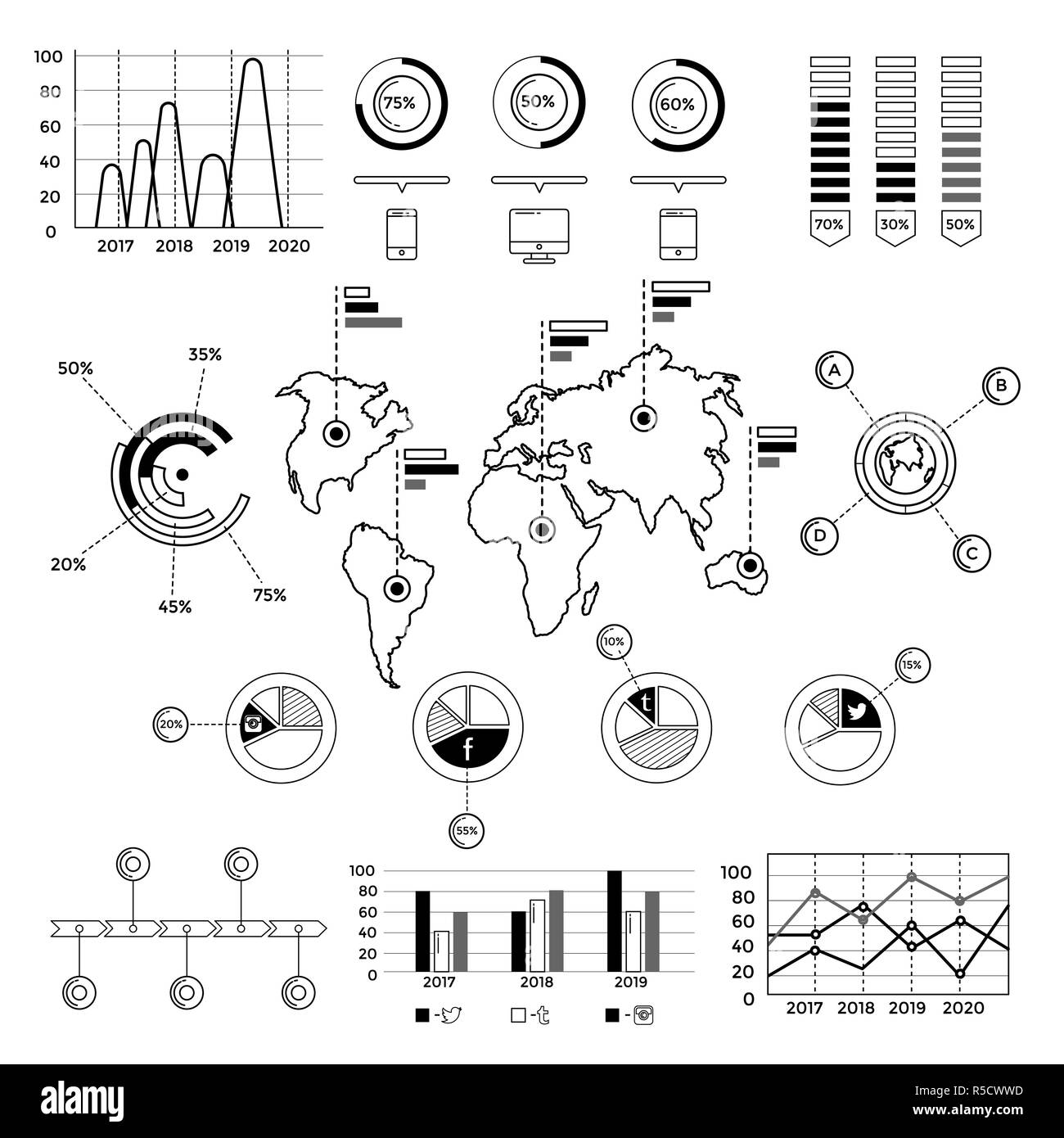 Social media symbols concept Black and White Stock Photos & Images - Alamy