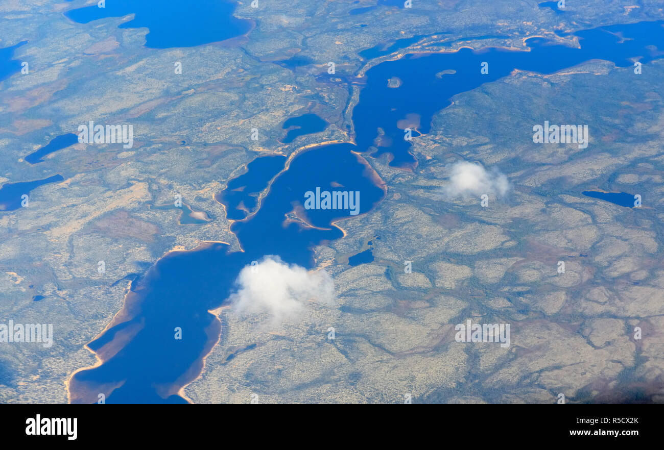 Arctic landscape from the air, enroute from Yellowknife to Nunavut ...