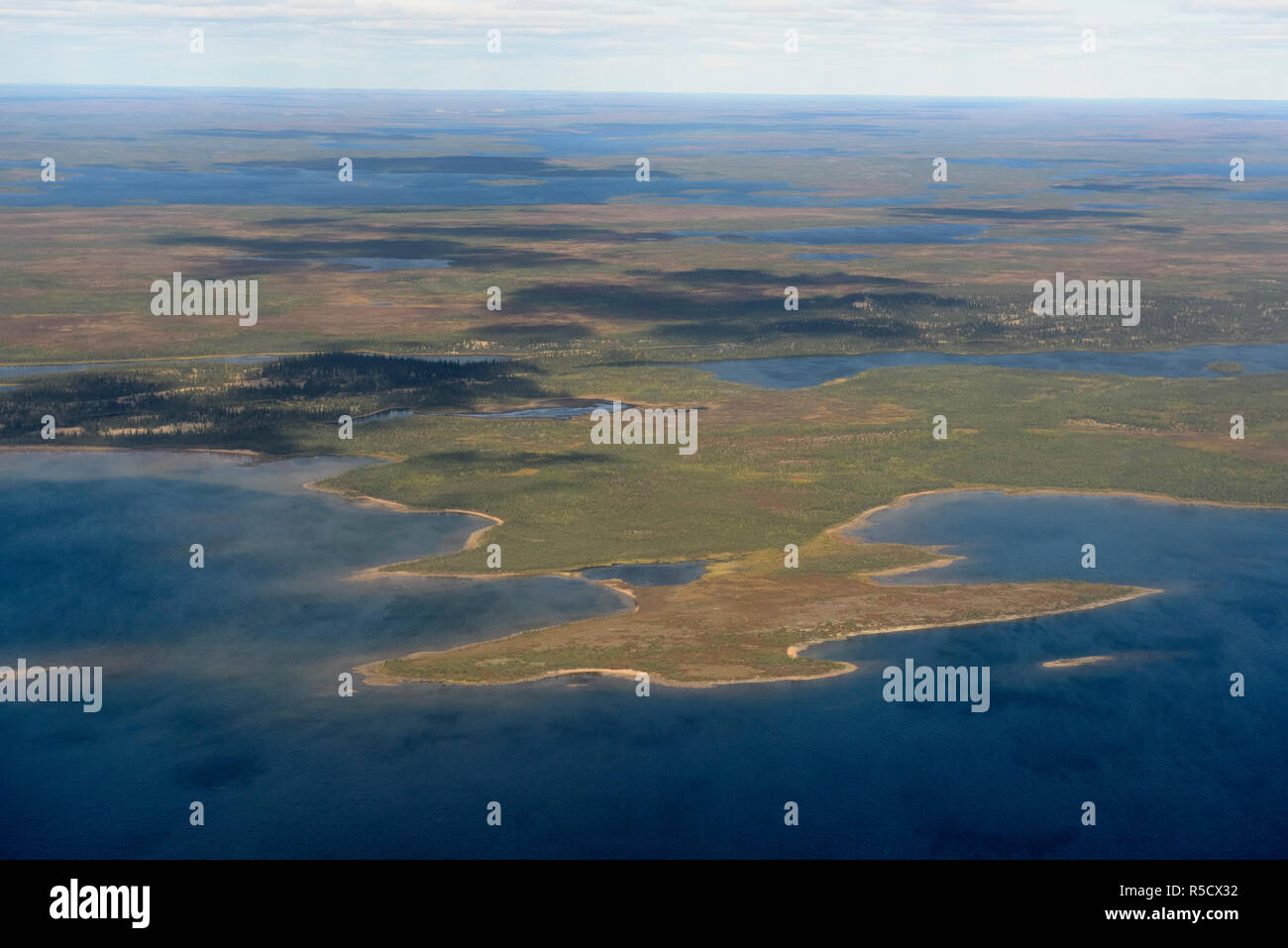 Glaciated landscape from the air, Ennadai Lake to Yellowknife ...