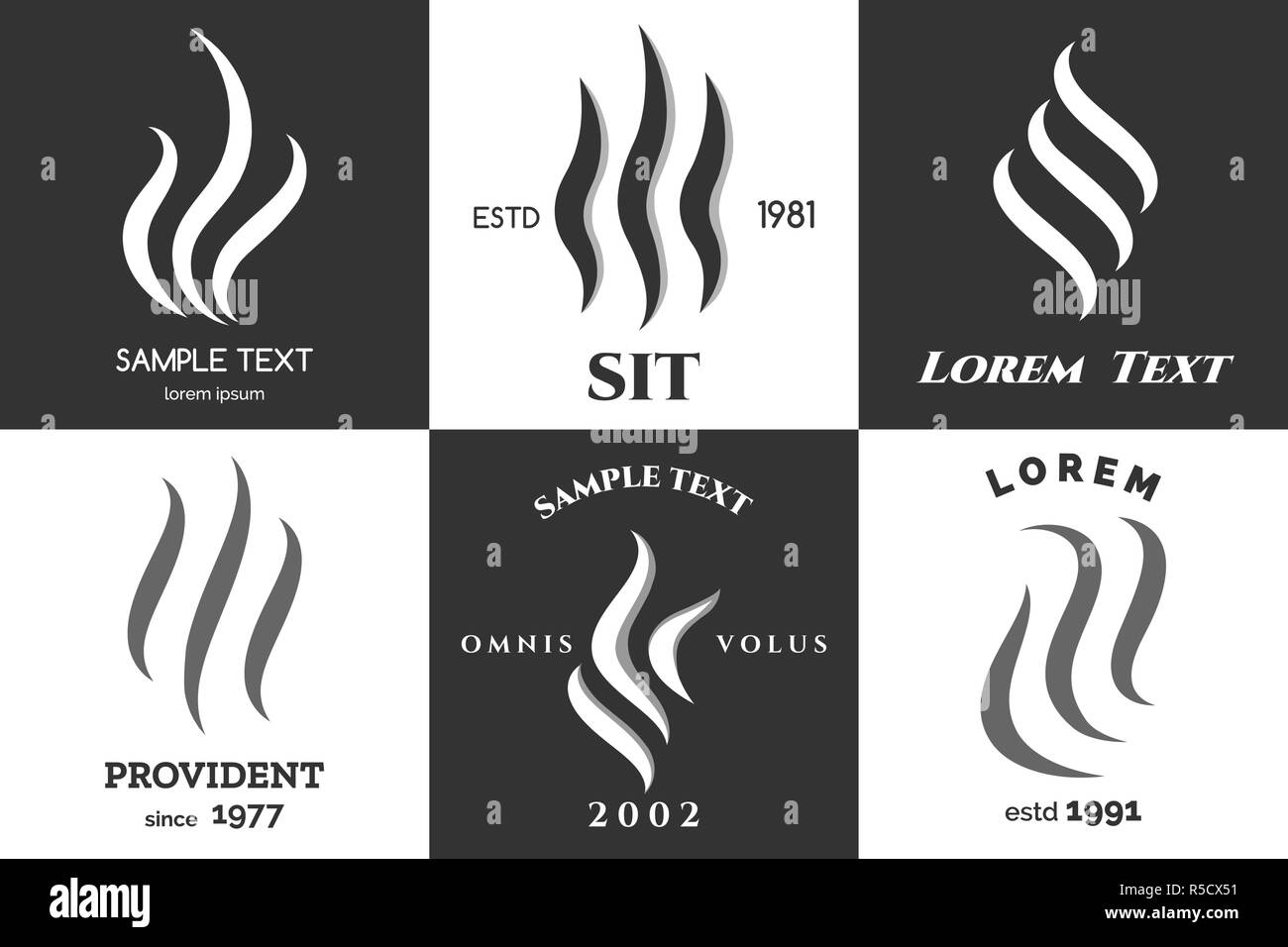 Steam logo set. Heat smell, aroma vapor or steams emblems vector ...