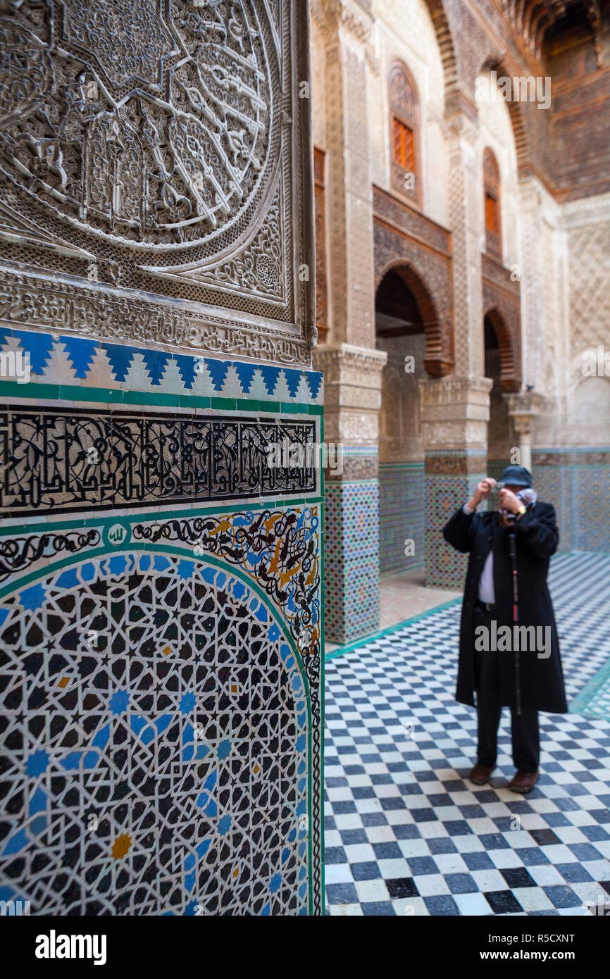 The beautifully ornate interior of Madersa Bou Inania, Fes, Morocco ...