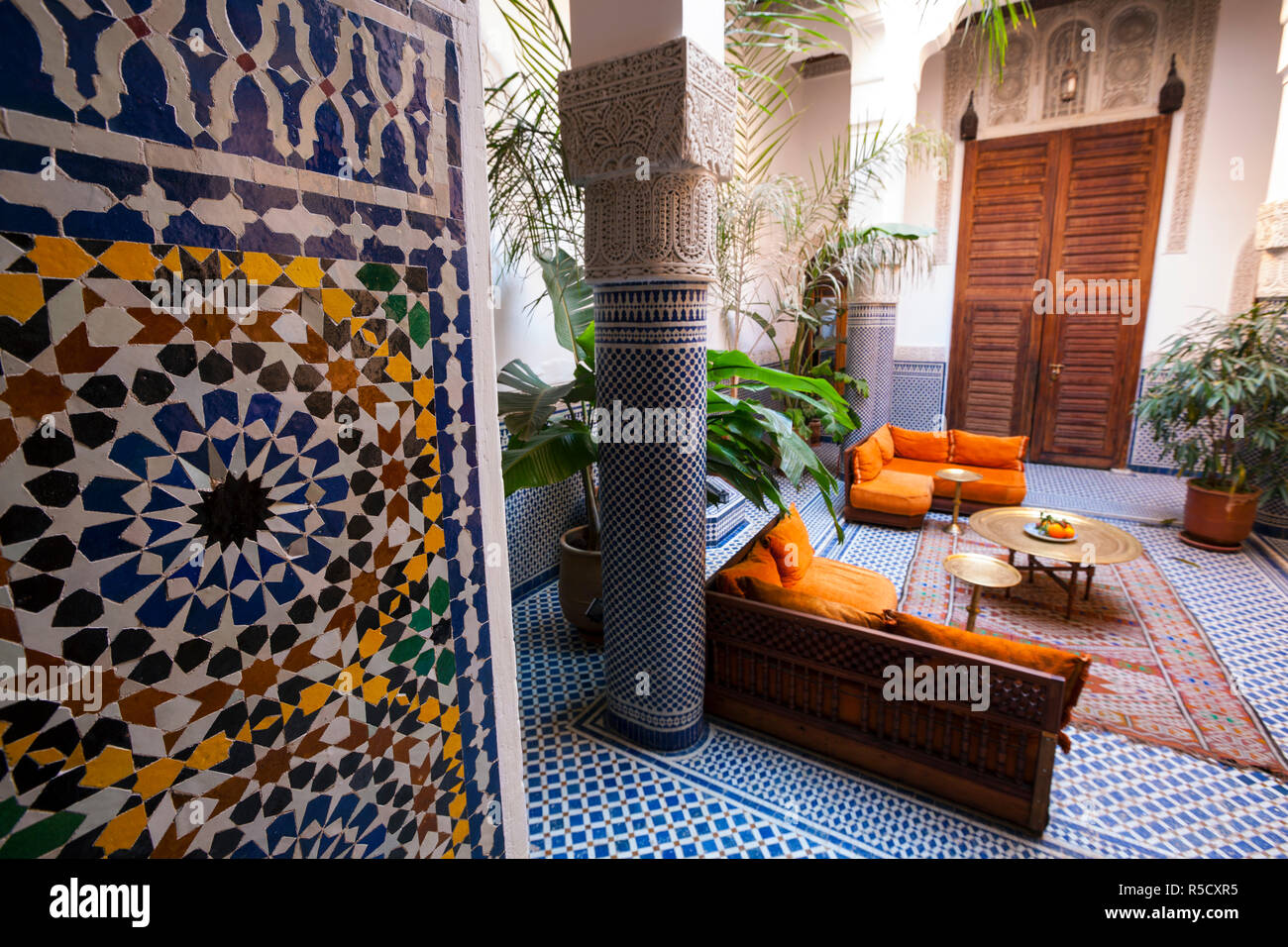 Riad interior, The Medina, Fes, Morocco Stock Photo - Alamy