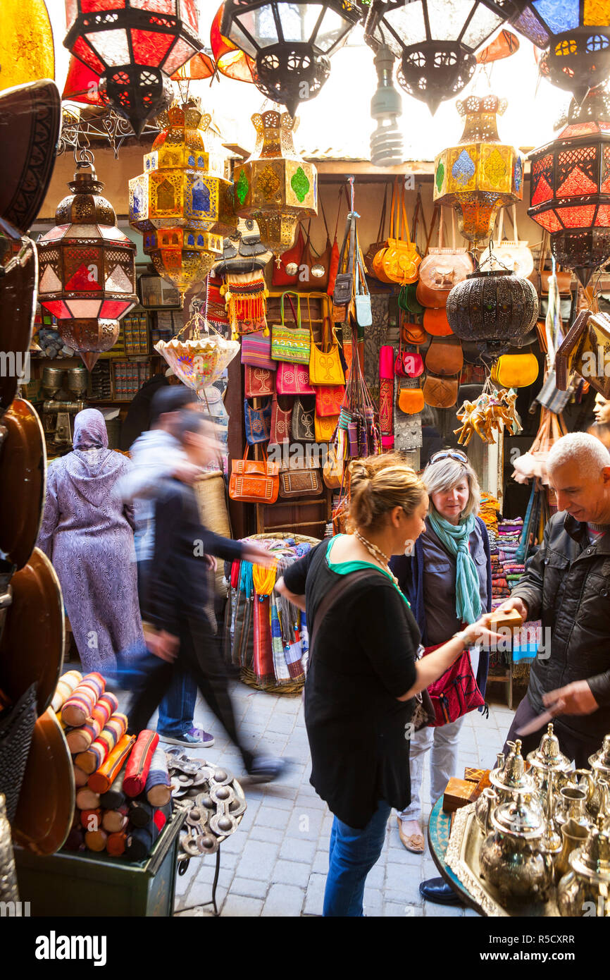 Shops selling traditional Moroccan goods in Fes el Bali Medina, Fes ...