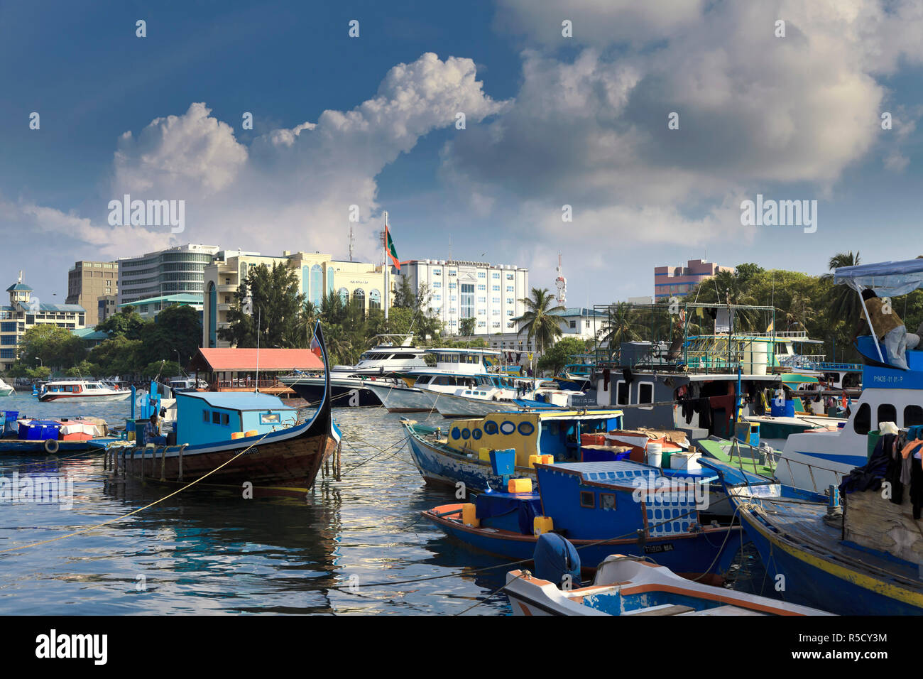 Maldives, Male Atoll, Male Town, boats on Harbourfront Stock Photo - Alamy