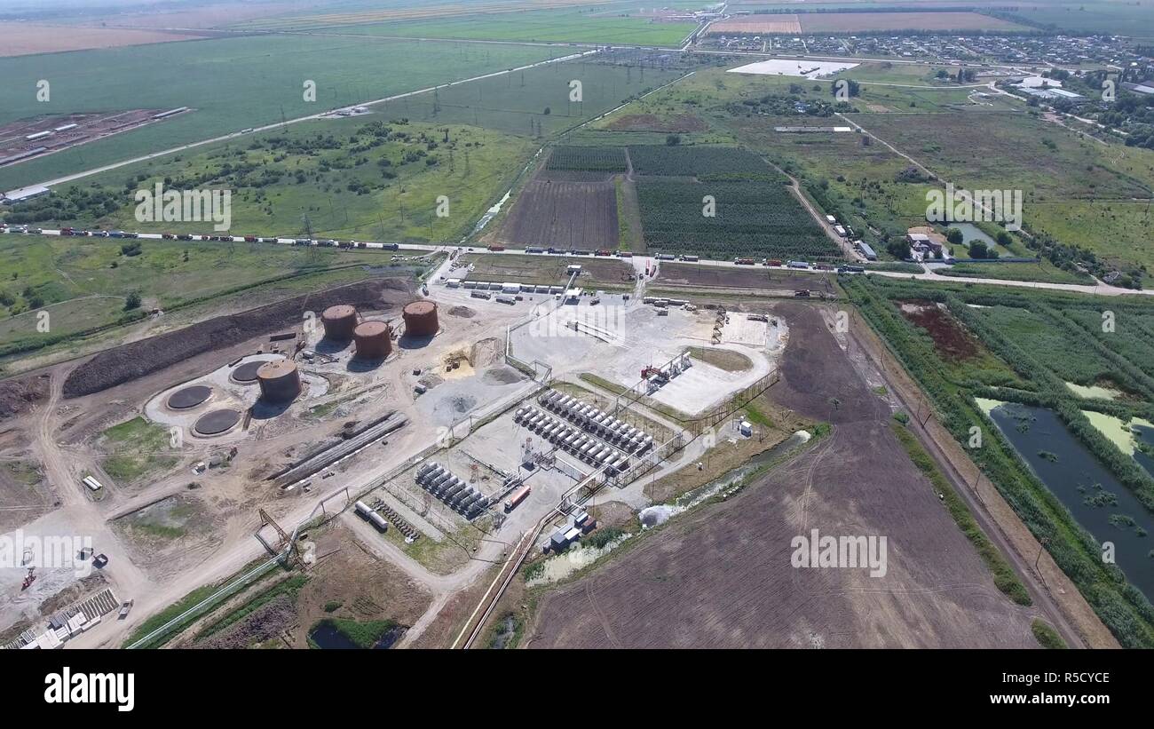 Refinery. Ready-to-use areas with equipment and equipment under ...