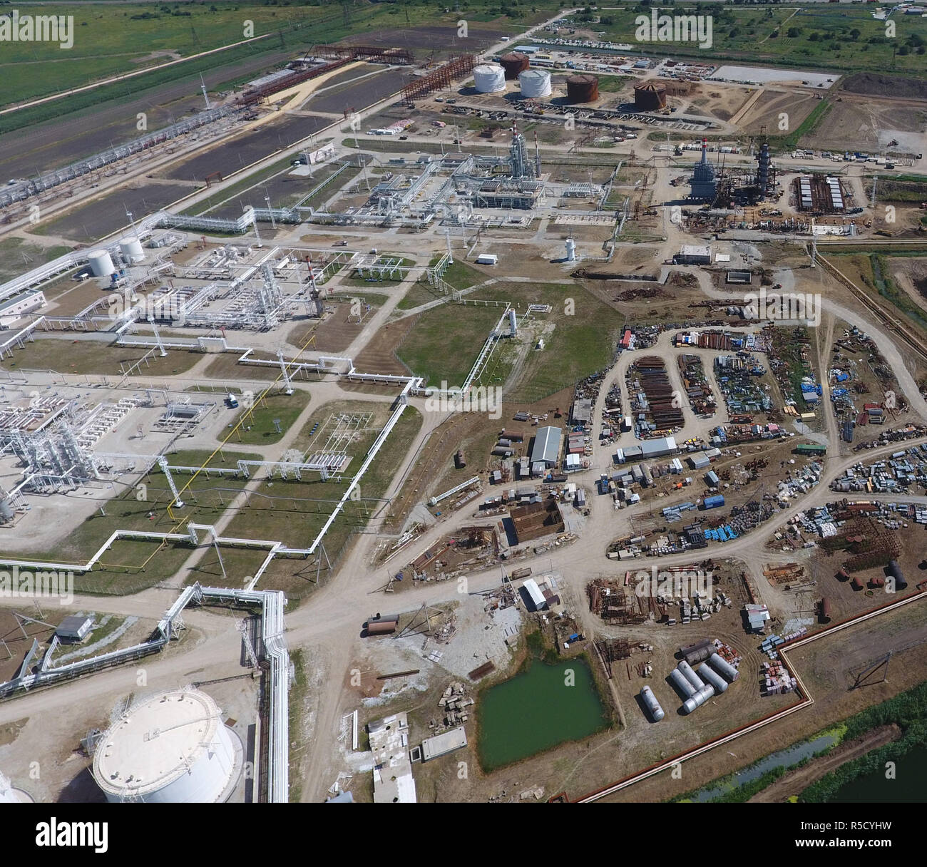 Refinery. Ready-to-use areas with equipment and equipment under ...