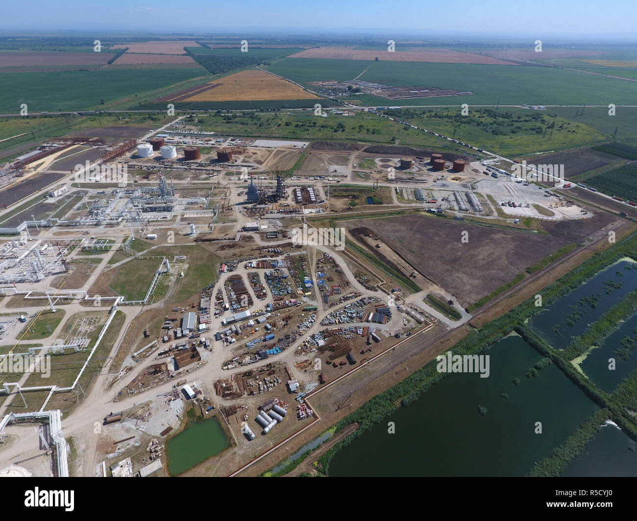 Refinery. Ready-to-use areas with equipment and equipment under ...