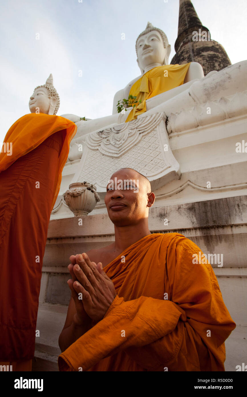 Thailand, Ayutthaya, Ayutthaya Historical Park, Monk in Wat Yai Chai Mongkhon Stock Photo - Alamy