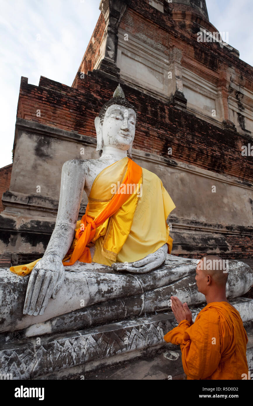 Thailand, Ayutthaya, Ayutthaya Historical Park, Monk in Wat Yai Chai Mongkhon Stock Photo - Alamy