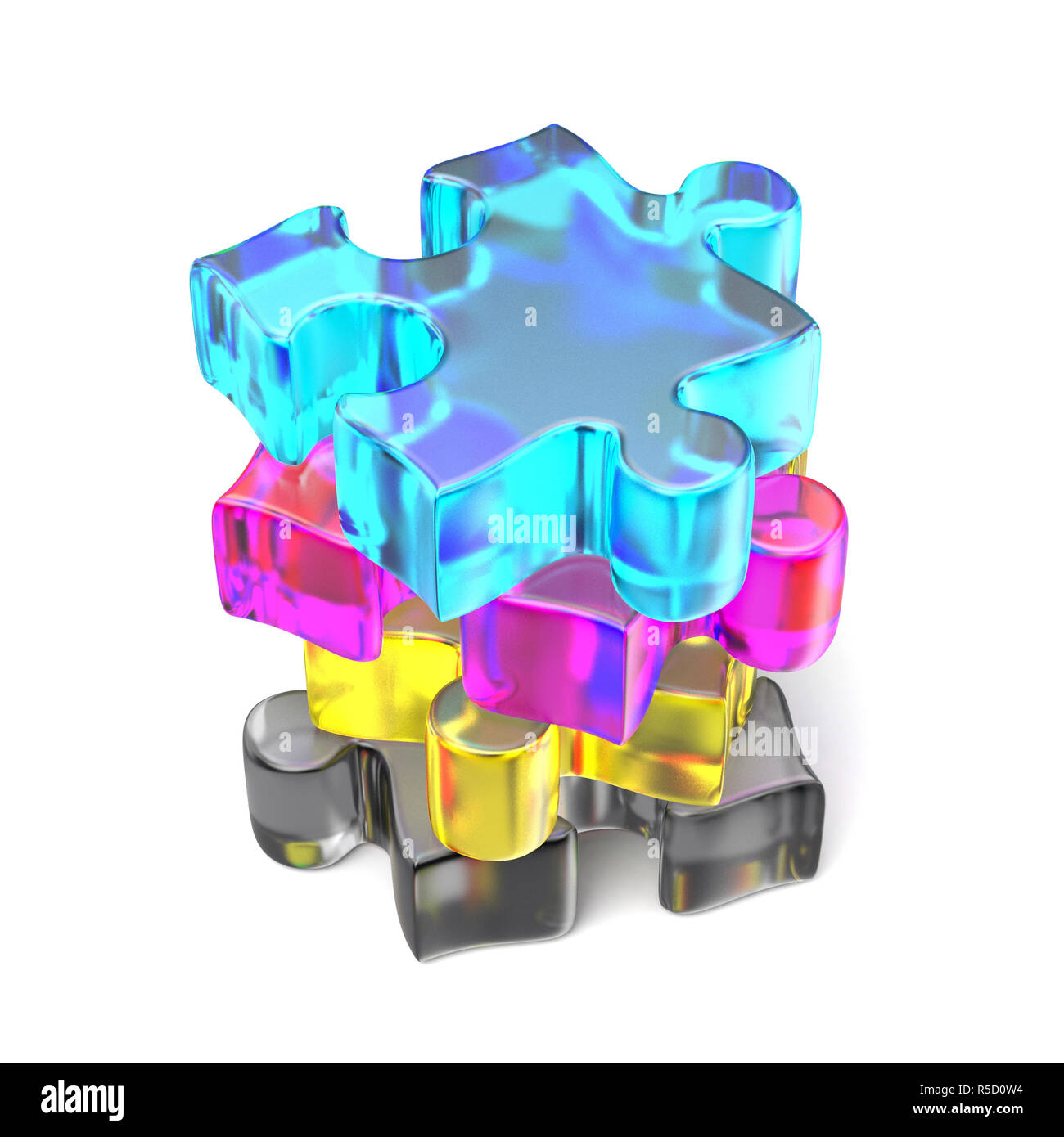 CMYK puzzle arranged 3D Stock Photo - Alamy