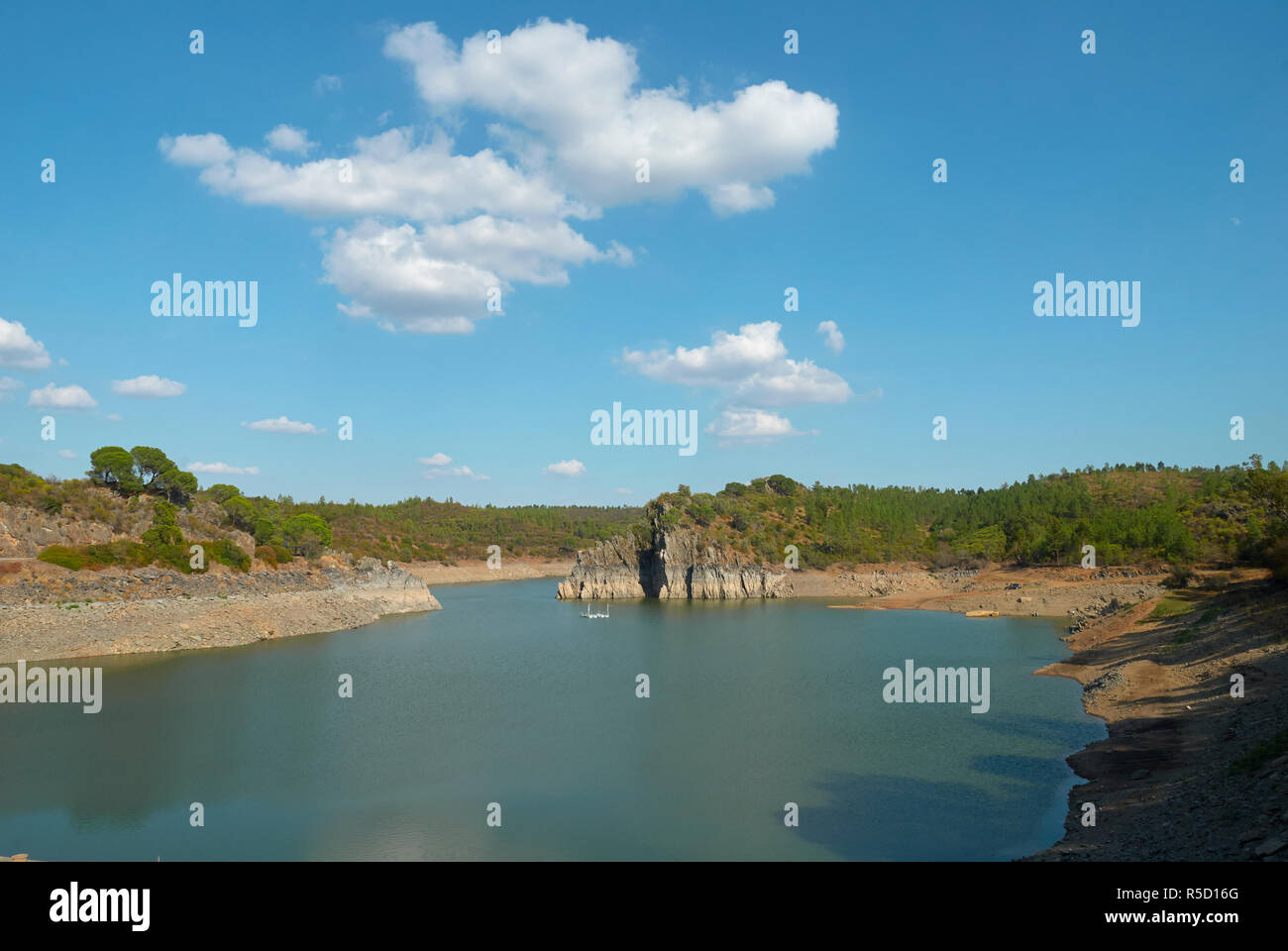 Dry lagoon of the dam in Avis Stock Photo - Alamy