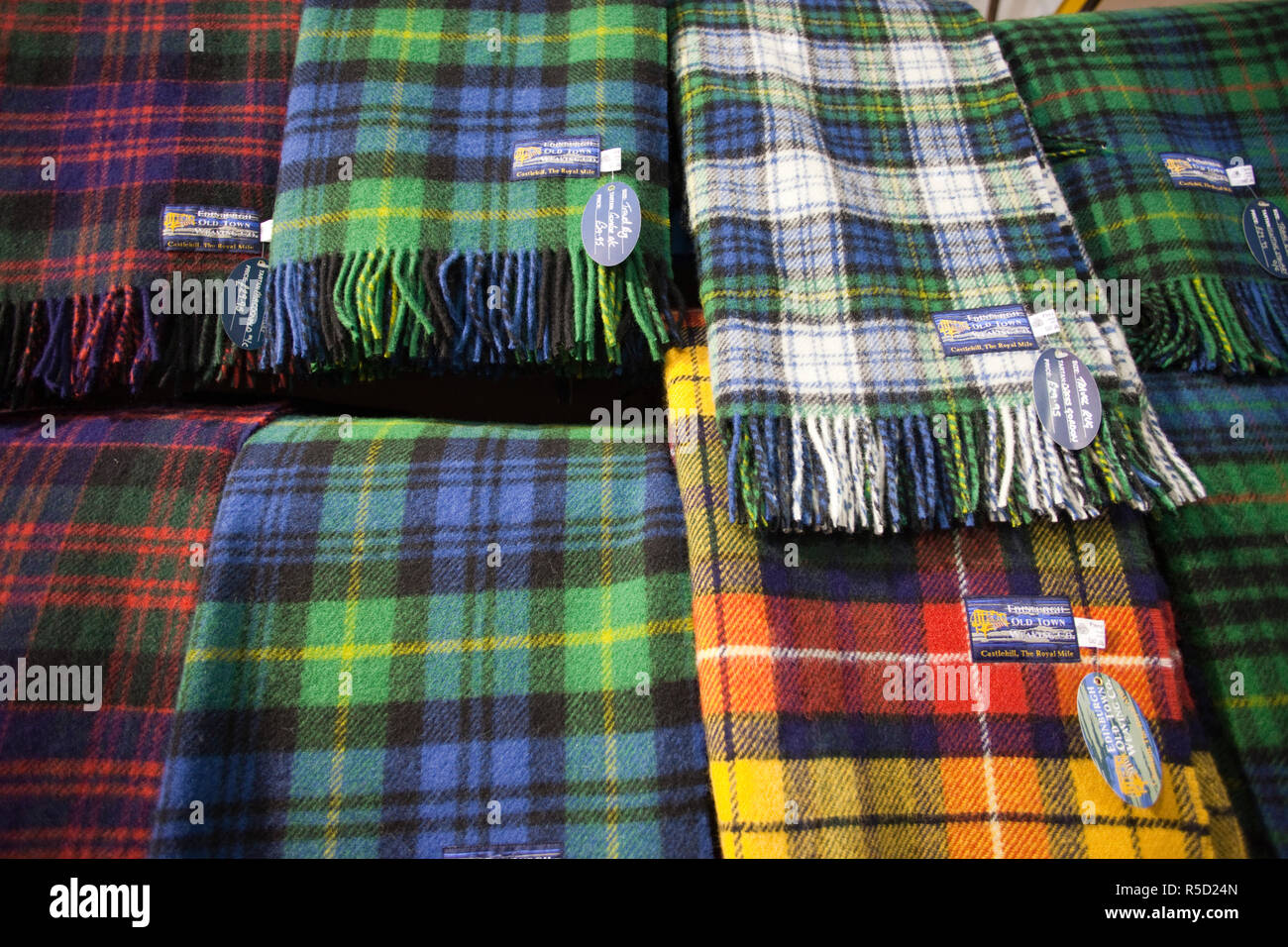 Scotland, Edinburgh, Scarf Display in the Tartan Weaving Mill Stock ...