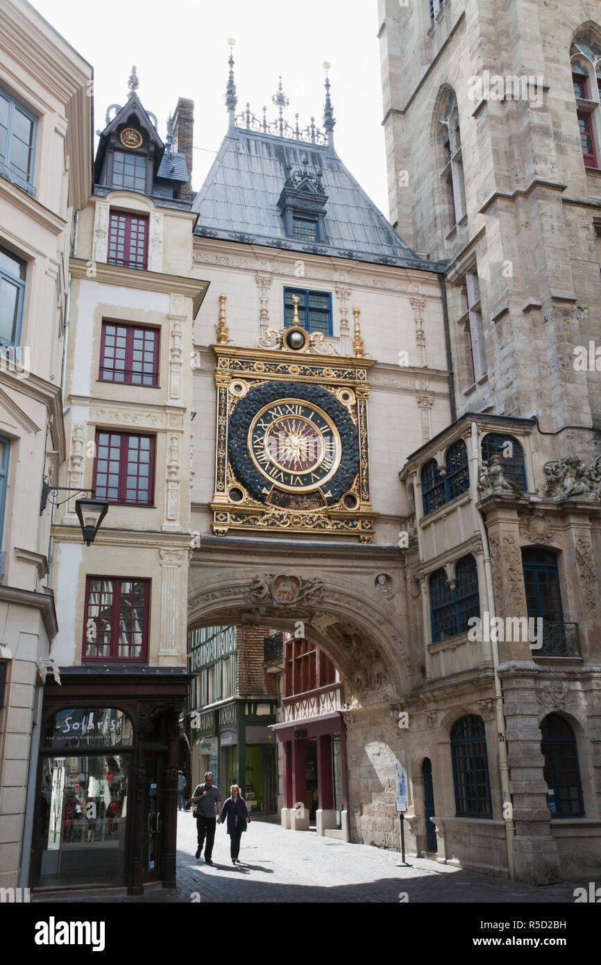 France, Normandy, Rouen, The Gros Horloge aka The Great Clock Stock ...