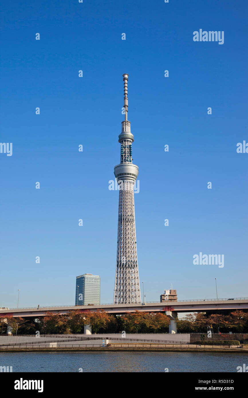 Japan, Tokyo, Asakusa, Sky Tree Tower and Sumida River, Architect ...
