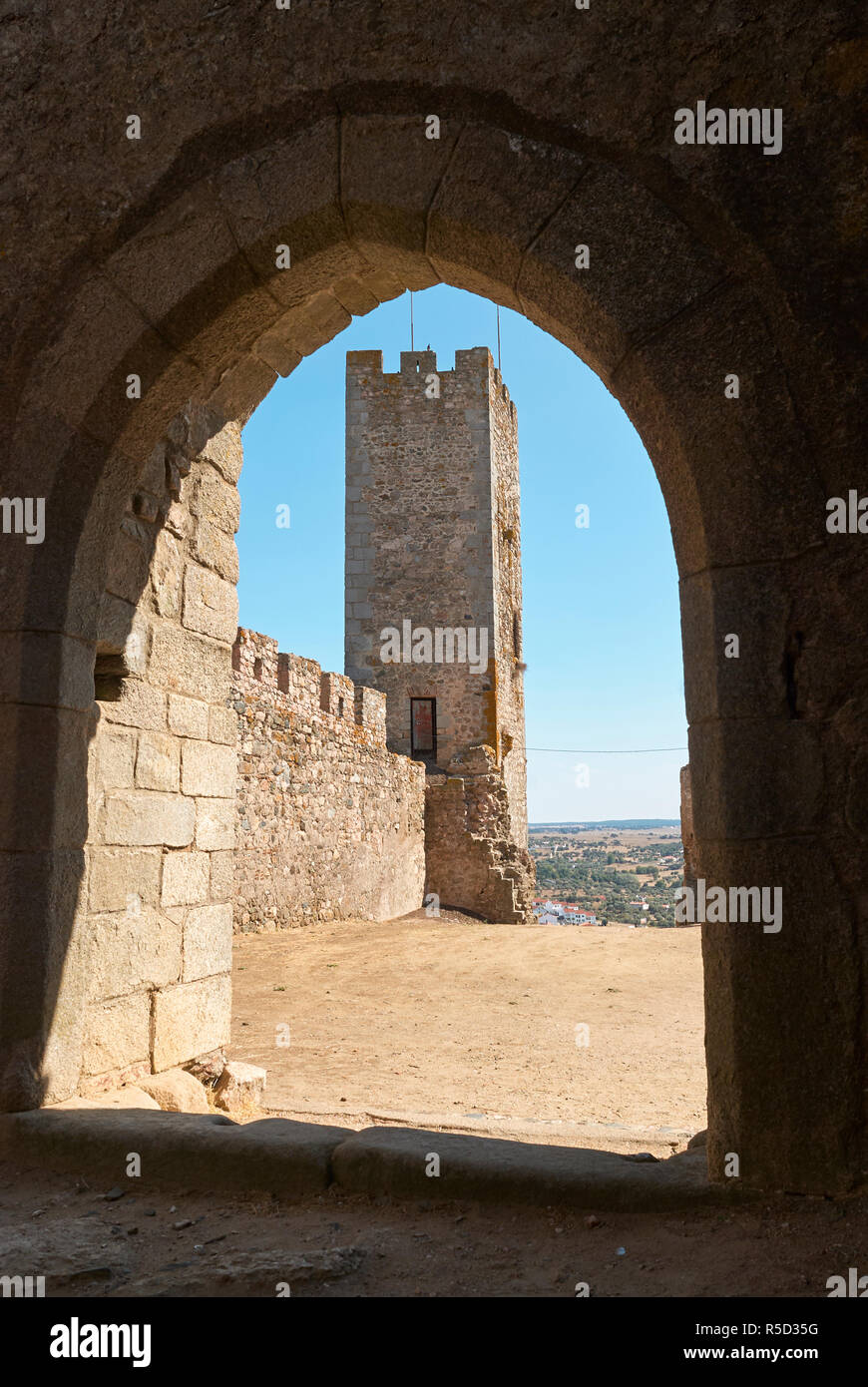 Throw the gate. see the tower Stock Photo - Alamy