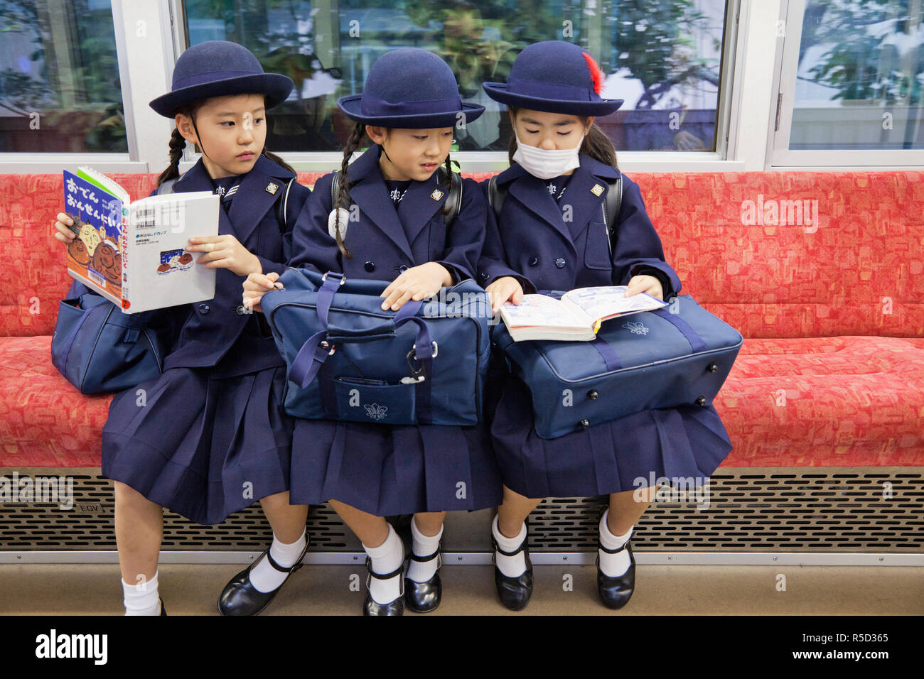 Japan, Tokyo, Japanese School Girls on Train Stock Photo - Alamy