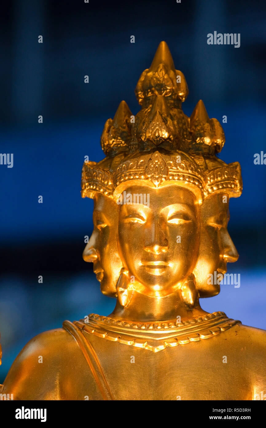 Thailand, Bangkok, Erawan Shrine, Statue of Hindu God Brahma aka Phra ...