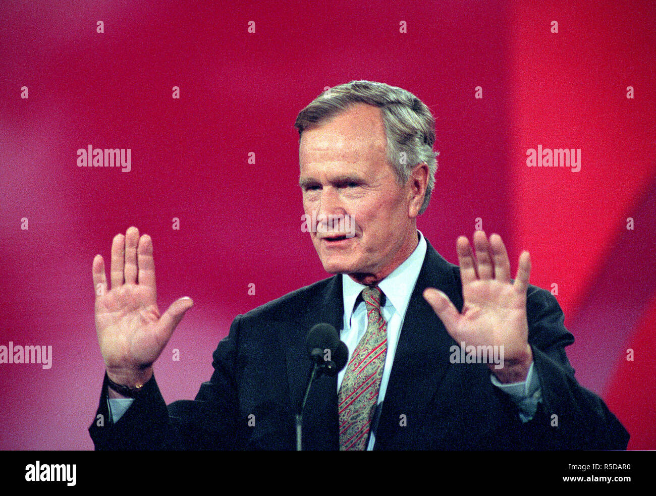 Former United States President George H.W. Bush speaks at the 1996 ...