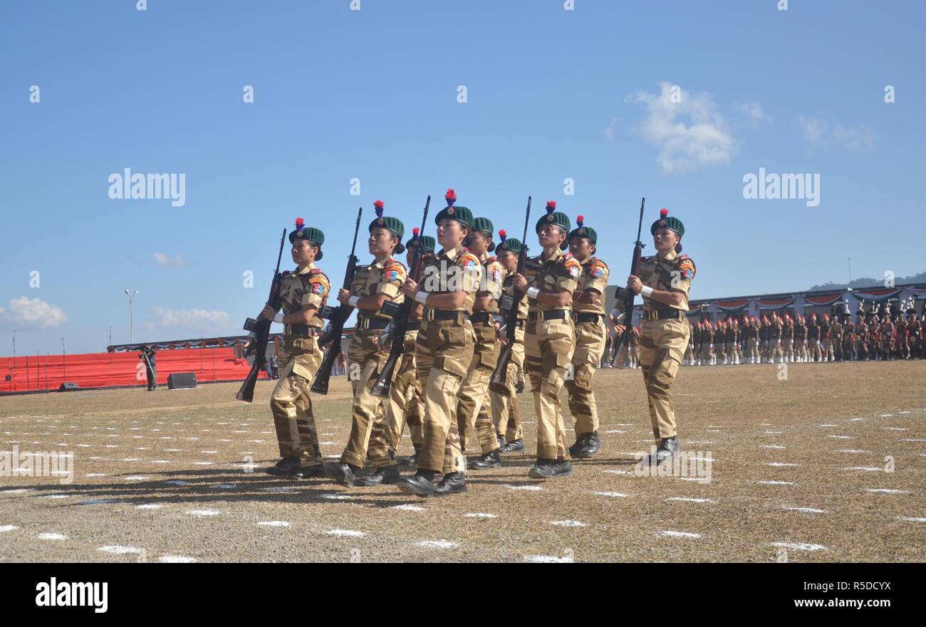 Kohima, India Dec 01, 2018: Contingents of Mahila Indian Reserve ...