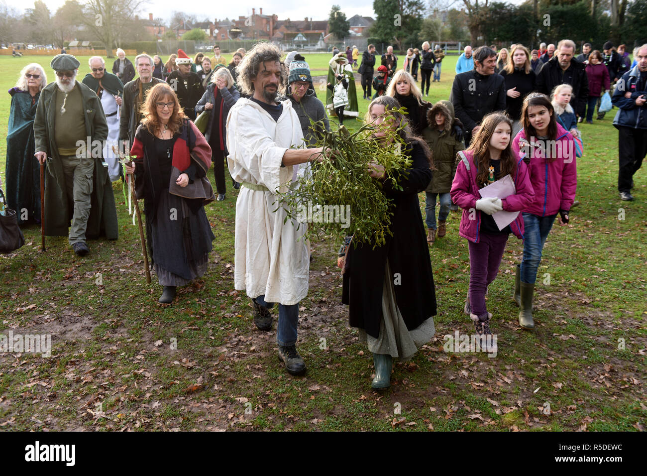 Tenbury Wells, Worcestershire, UK Local Druids performing the blessing ...