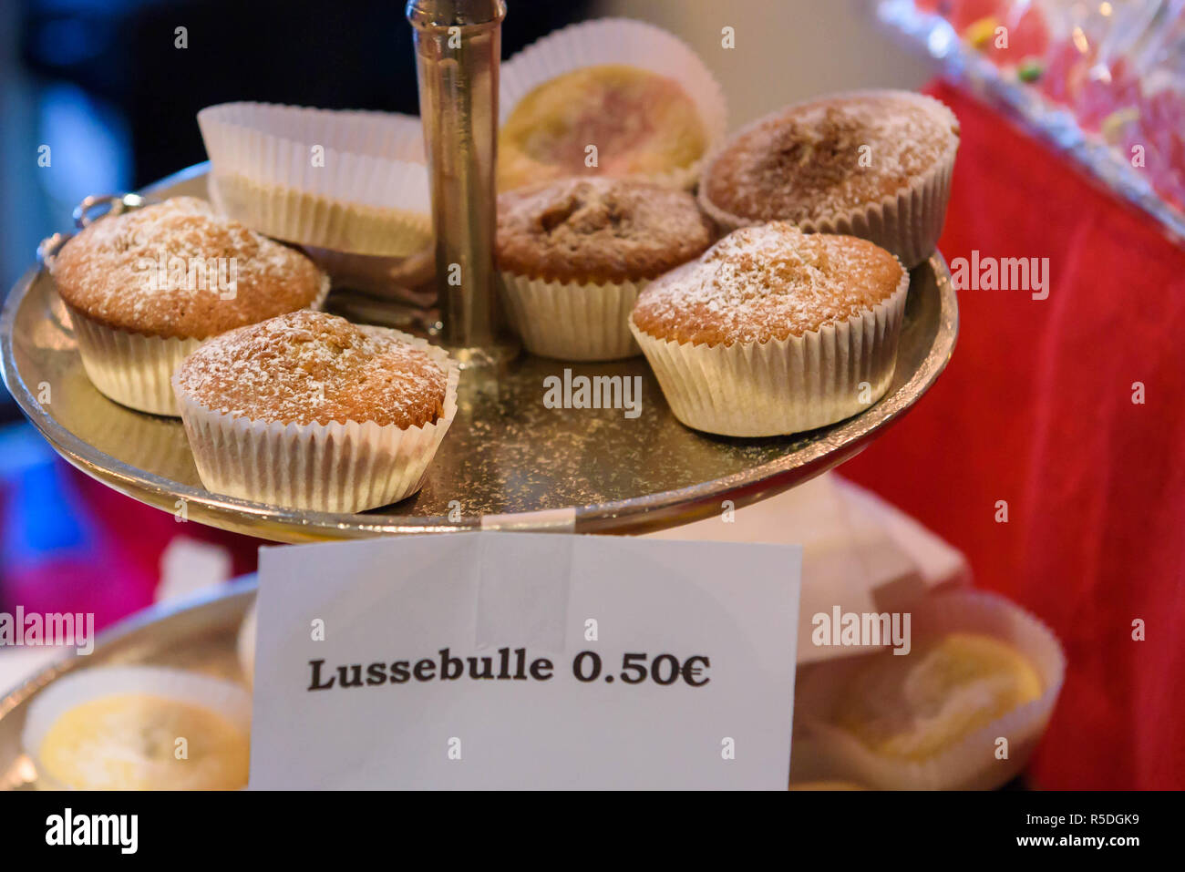 Riga, Latvia. 1st December 2018. Muffins at Sweden stand Christmas ...