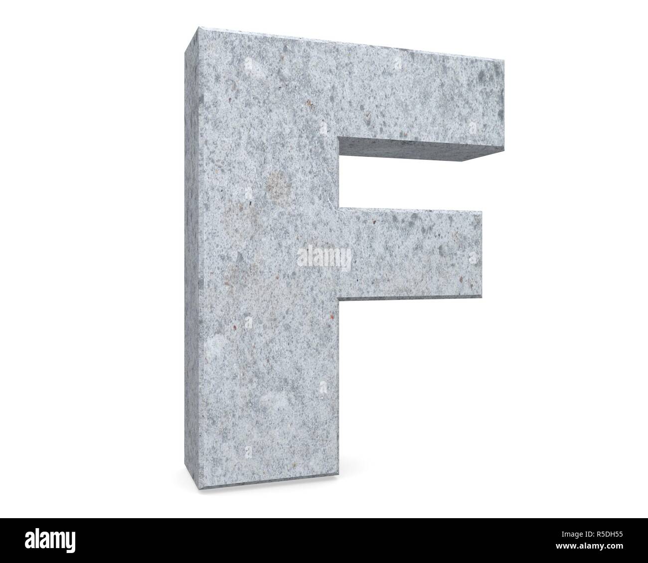 Concrete Capital Letter - F isolated on white background. 3D render ...