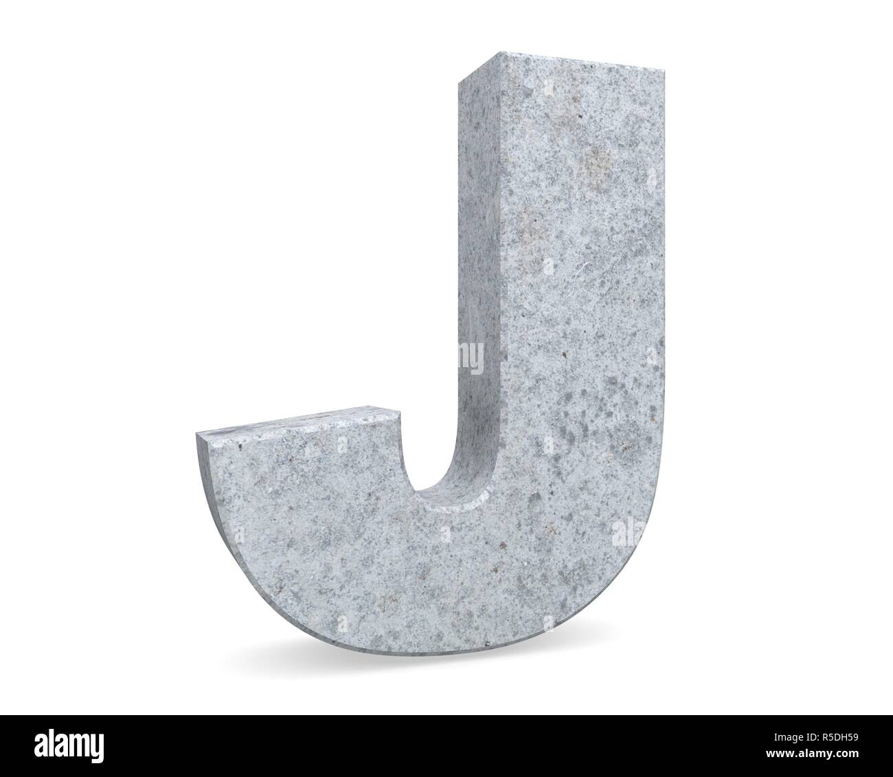 Concrete Capital Letter - J isolated on white background. 3D render ...