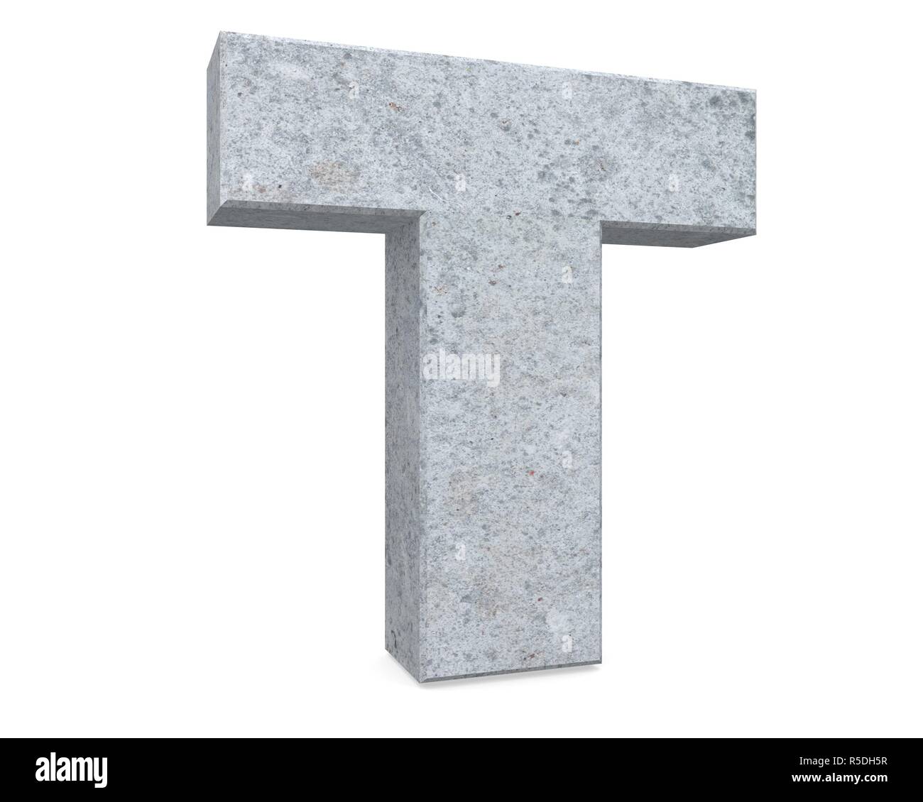 Concrete Capital Letter - T isolated on white background. 3D render ...