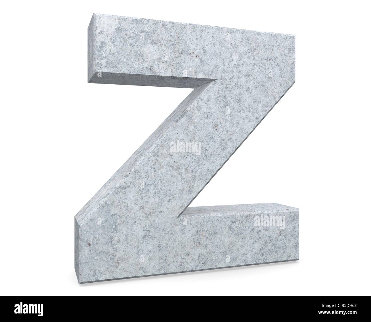 Concrete Capital Letter - Z isolated on white background. 3D render ...