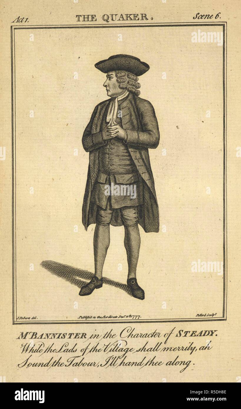 Plate for 'the quaker;. Mr Bannister in the character of Steady. 'While ...