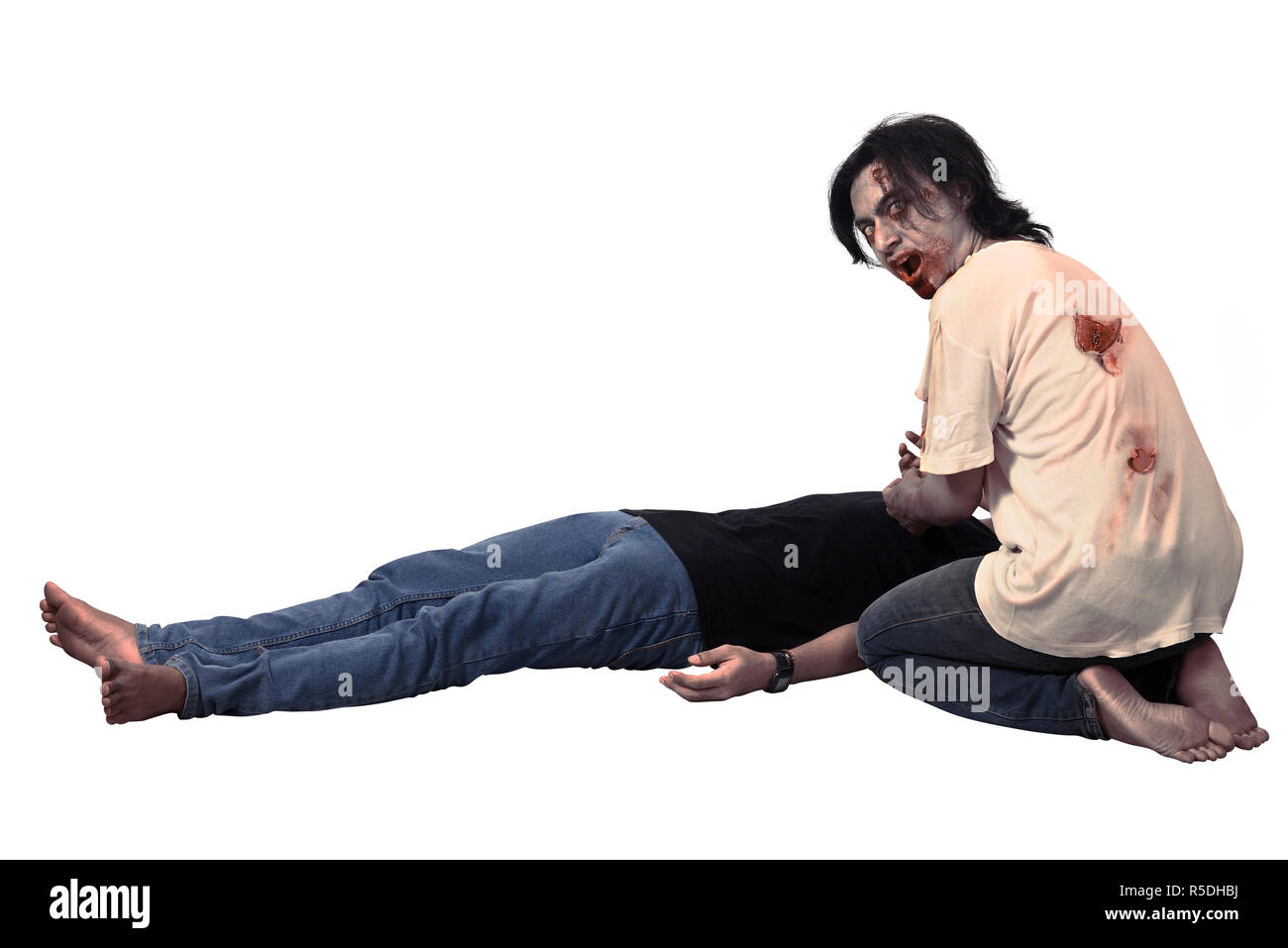 Zombie Comiendo Humano Bloody Zombie Eating Brains High Res Stock