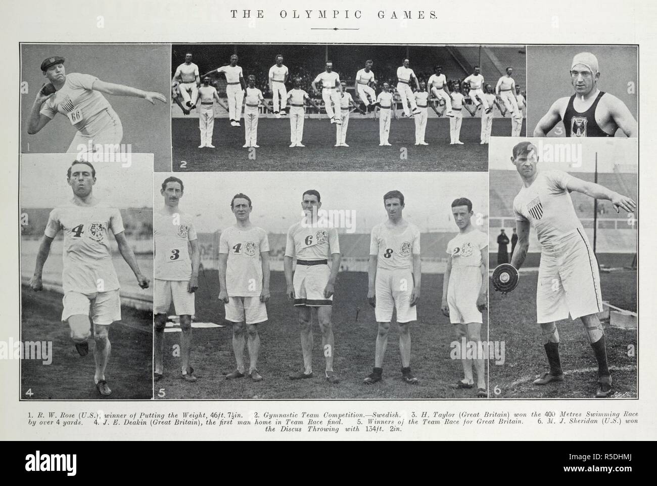 Photographs of various international athletes competing in the 1908 ...