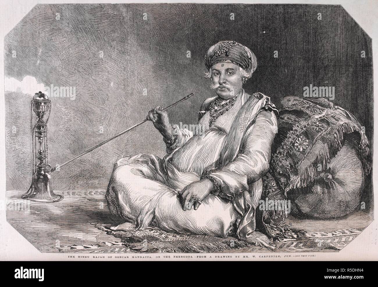 'The Hindu Rajah of Ooncar Mandatta, on the Nebrudda - from a drawing ...