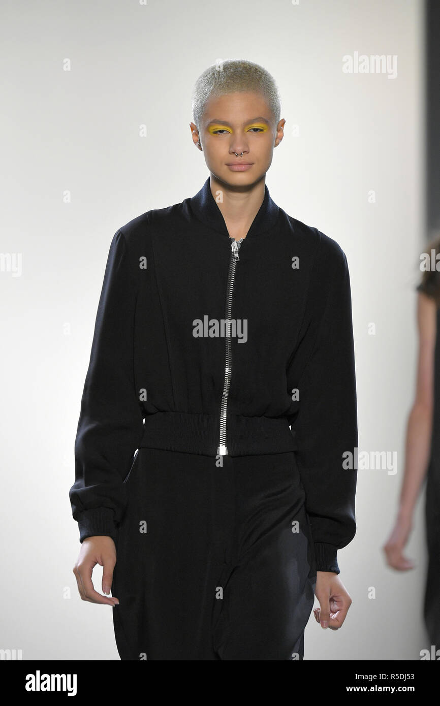 NEW YORK, NY - SEPTEMBER 11: A model walks the runway for Hogan ...