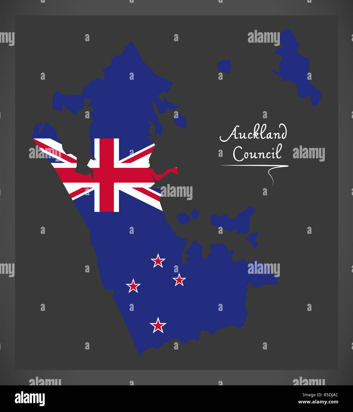 Auckland Council New Zealand map with national flag illustration Stock ...