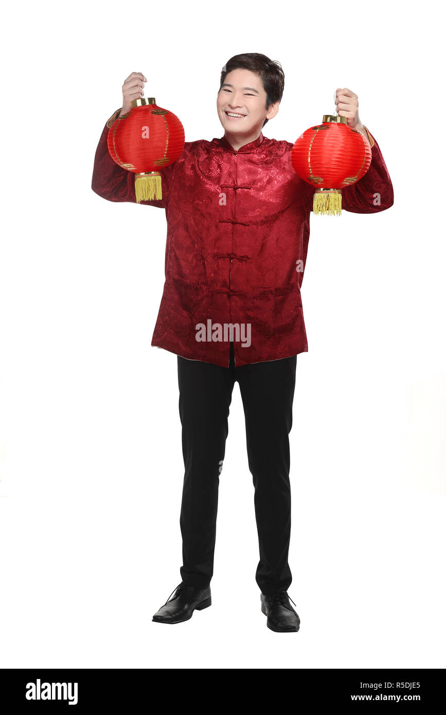 Young chinese man in cheongsam suit Stock Photo - Alamy