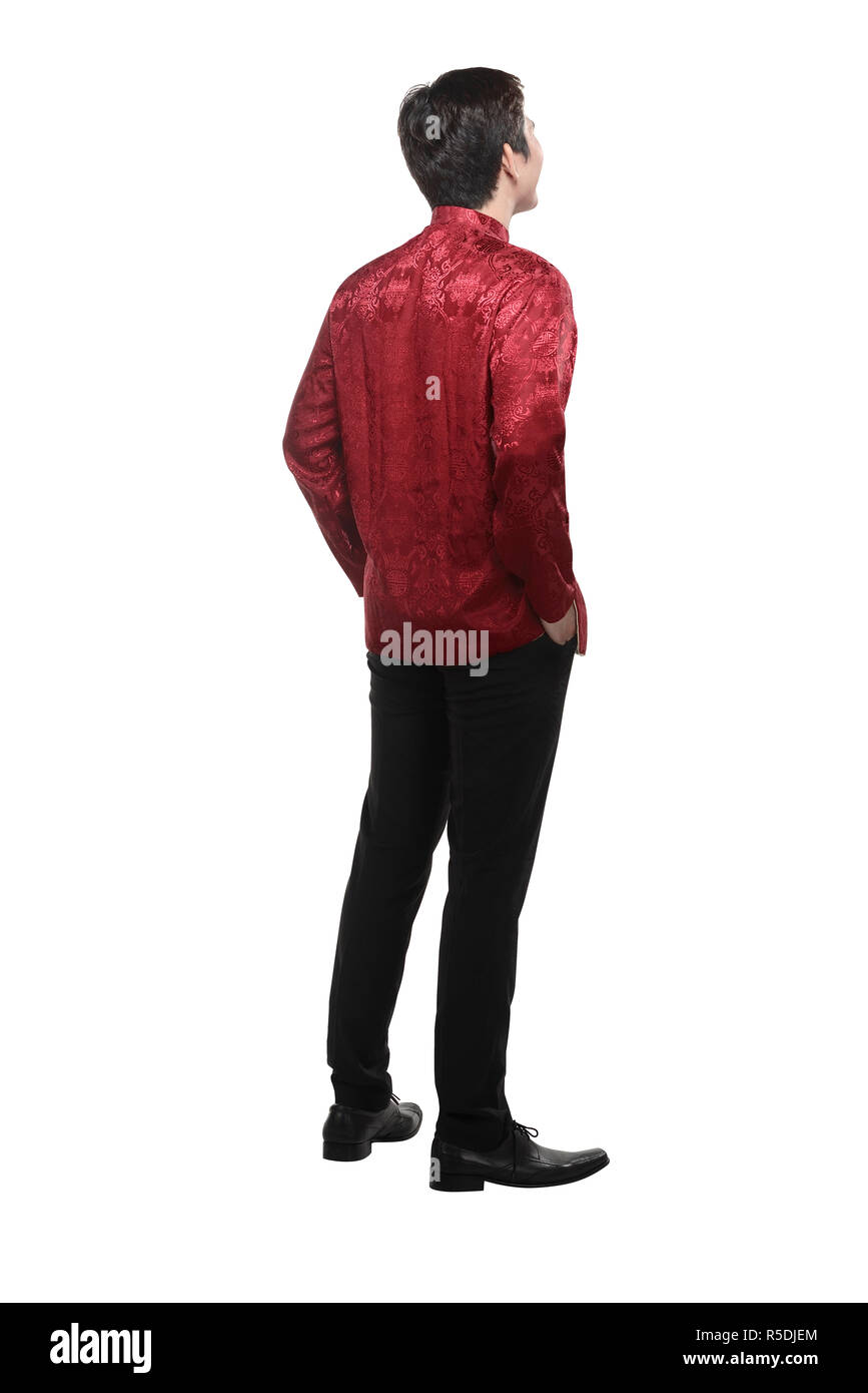 Back view of young chinese man in cheongsam suit Stock Photo - Alamy