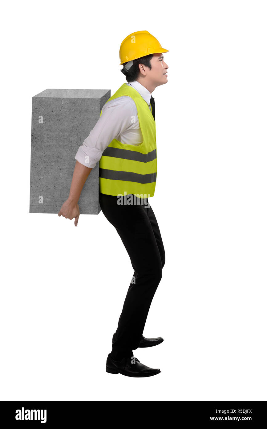 Male worker heavy boxes Cut Out Stock Images & Pictures - Alamy