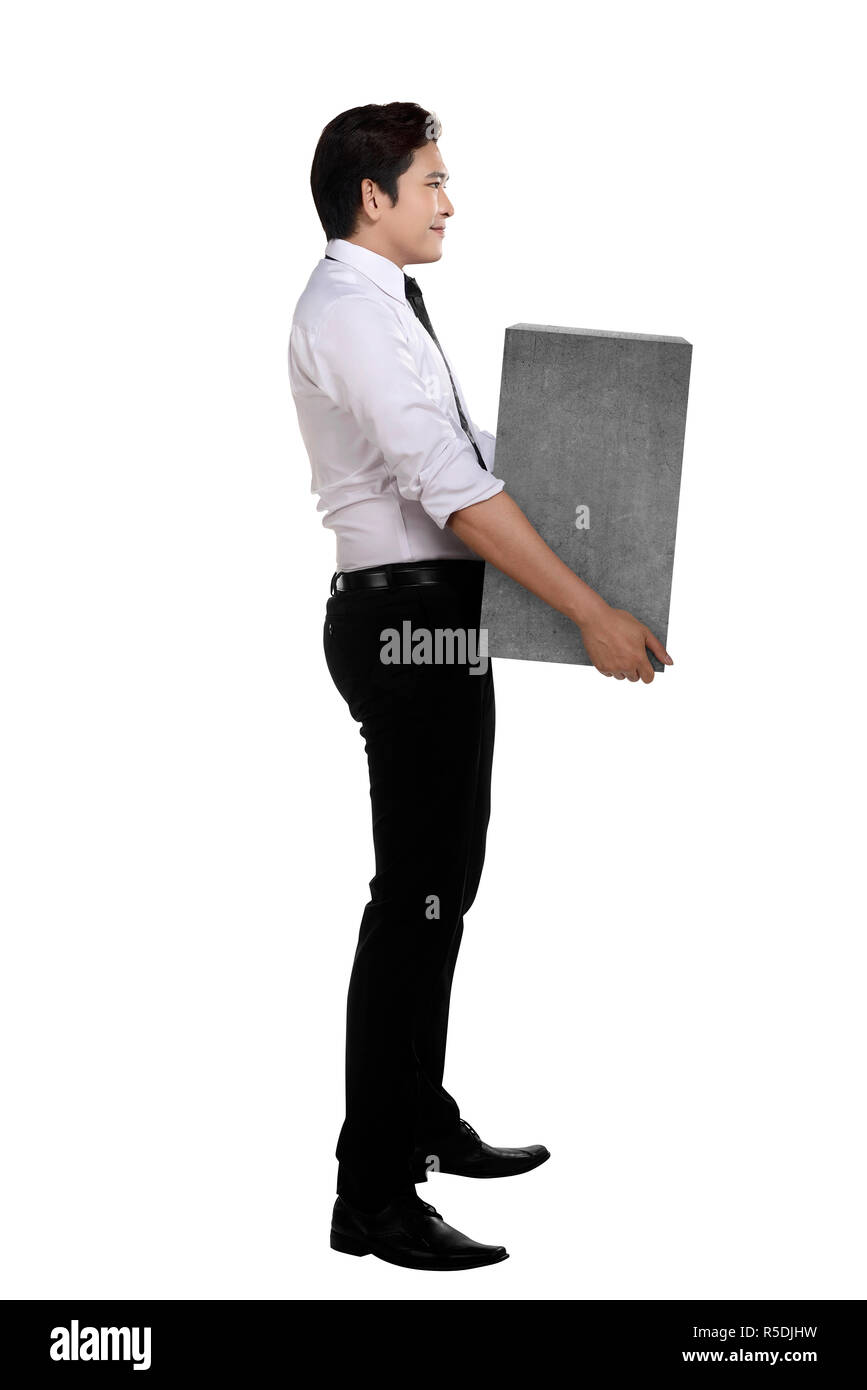 Male worker heavy boxes Cut Out Stock Images & Pictures - Alamy