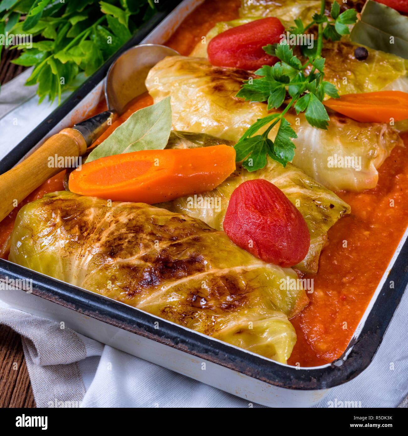 golabki - polish cabbage rolls in tomato sauce Stock Photo - Alamy