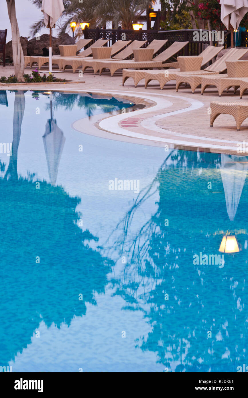 Jordan, The Dead Sea, Suweimah, swimming pool at the Marriott Hotel ...