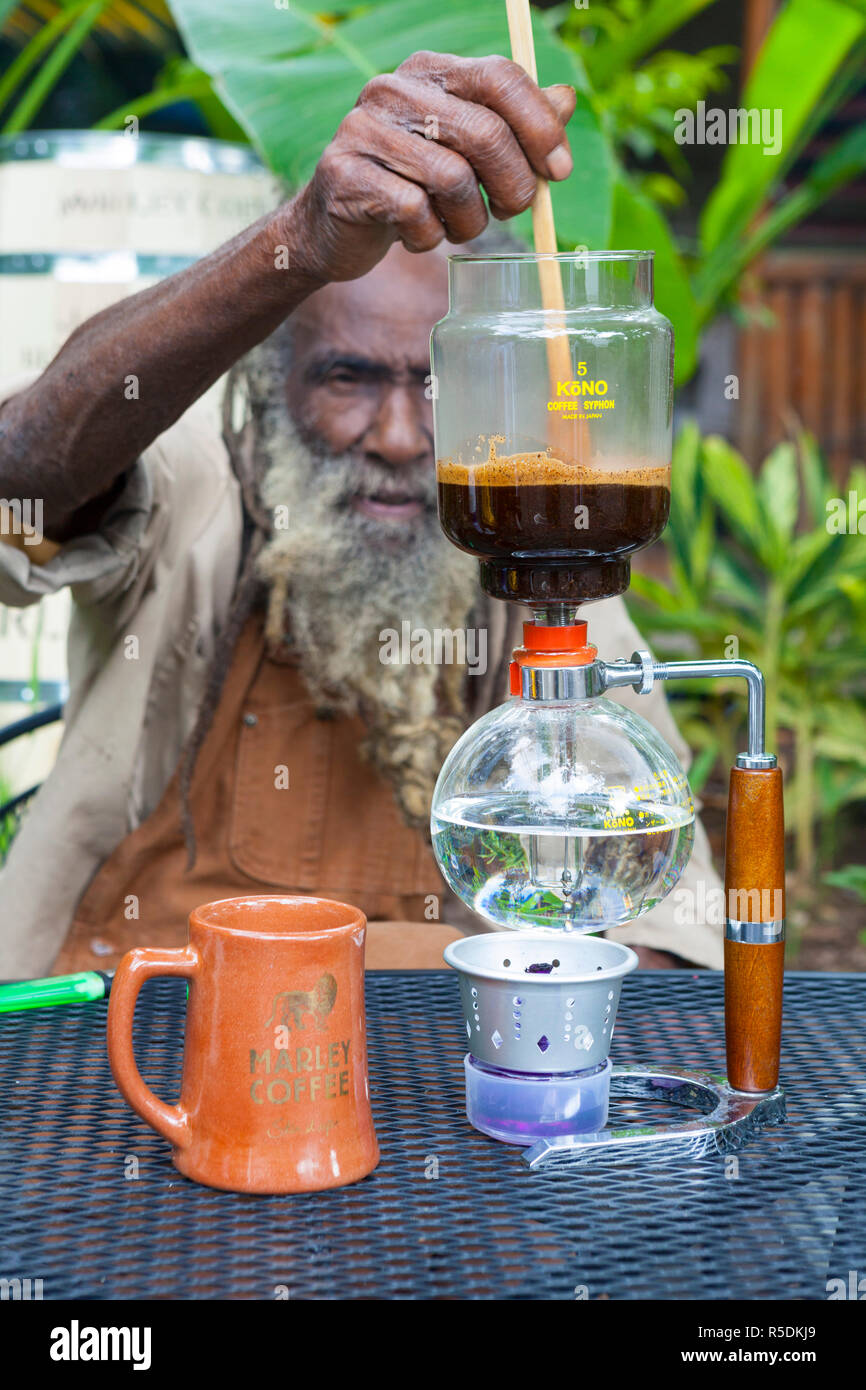 Georgie making coffee, Bob Marley Museum, Kingston, St. Andrew Parish ...