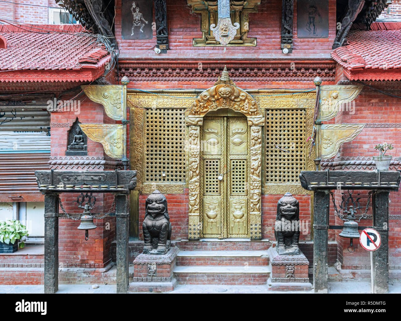 View at the golden doors toTol Nateshwar Temple in Thamel, Kathmandu ...