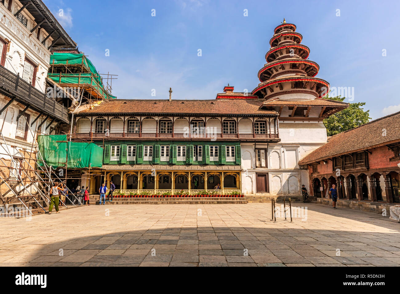 Kathmandu, Nepal - October 11, 2018: Tourists visiting a colourful ...